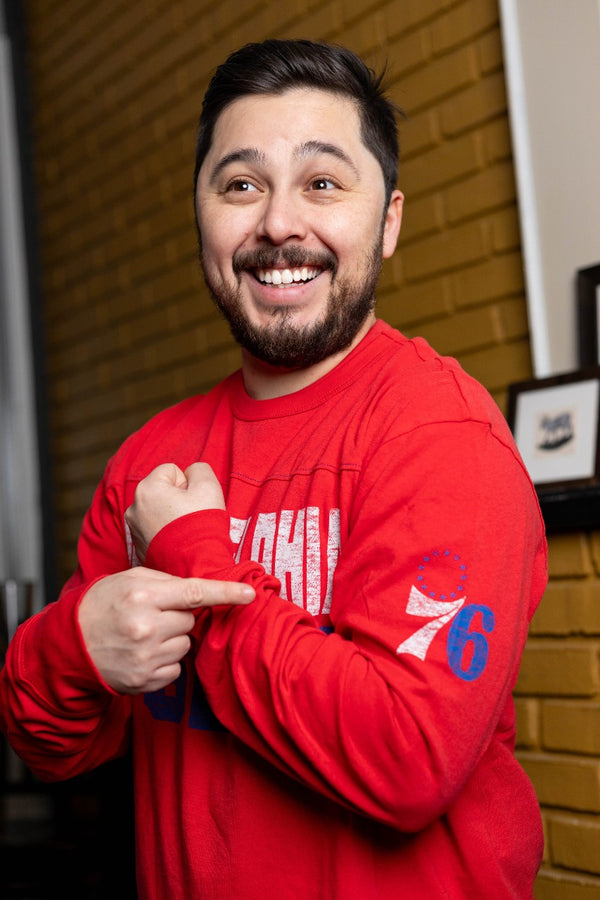 Philadelphia 76ers Racer Red Men's Long Sleeve Tee - Shibe Vintage Sports