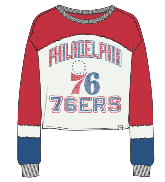 Philadelphia 76ers Sandstone Double Header Curve Toni Women's Long Sle ...